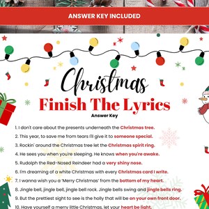 Christmas Song Lyrics Game: Holiday Party Printable (PDF) - Etsy