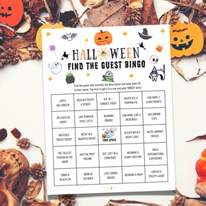 Halloween Find the Guest Bingo Game: Printable Party Icebreaker (PDF ...