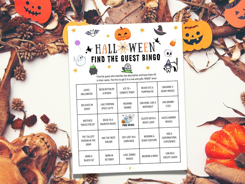 Halloween Find the Guest Bingo Game: Printable Party Icebreaker (PDF ...