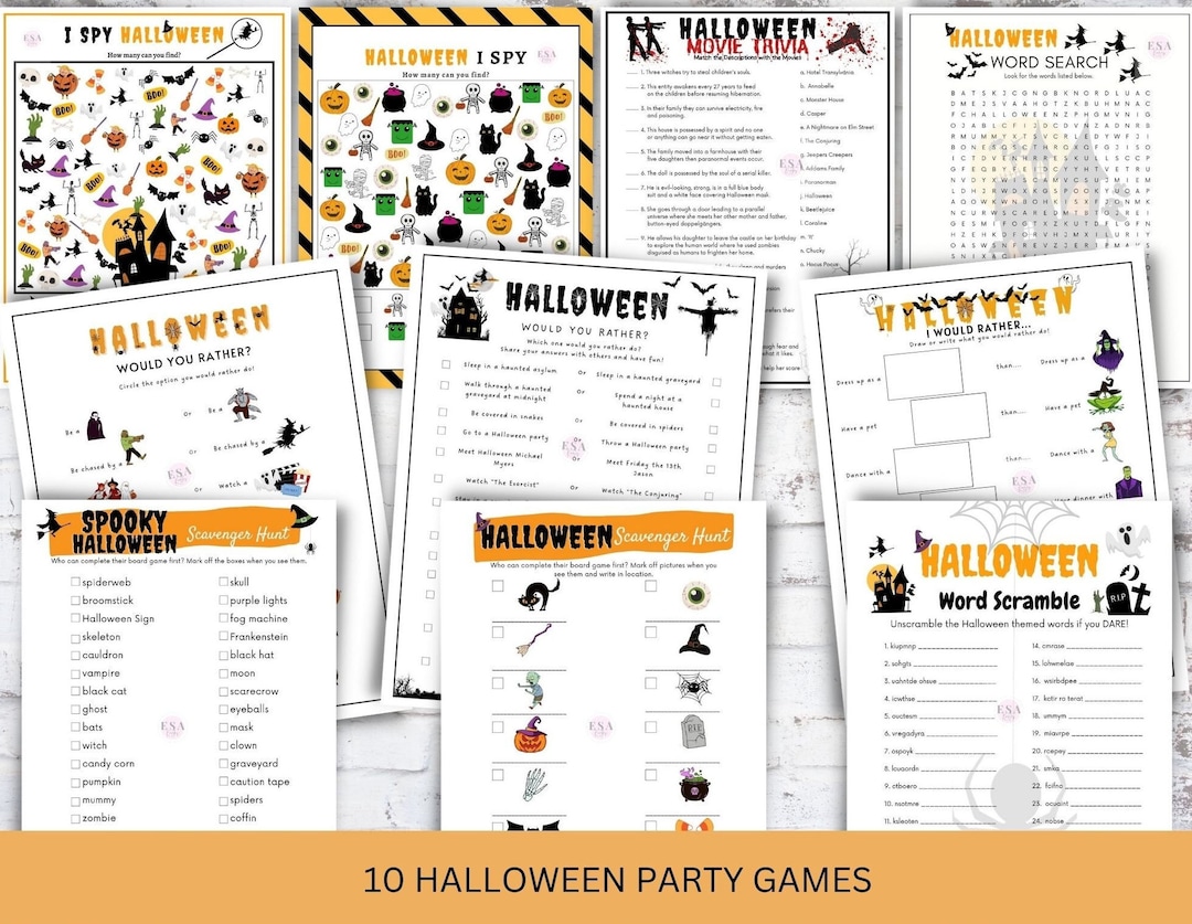 Printable Halloween Games Bundle: 10 Fun Activities (PDF) - Etsy