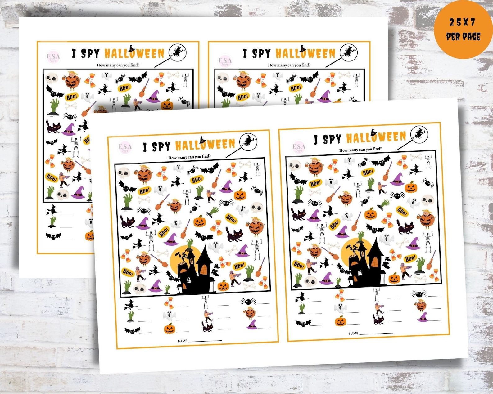 Halloween I Spy Game: Kids Activity, Printable Game Sheets (digital ...