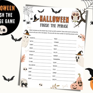 Halloween Finish the Phrase Game: Printable Party Activity (PDF) - Etsy
