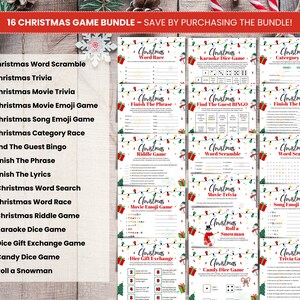 Printable Christmas Game Bundle | Christmas Party Games | Christmas ...