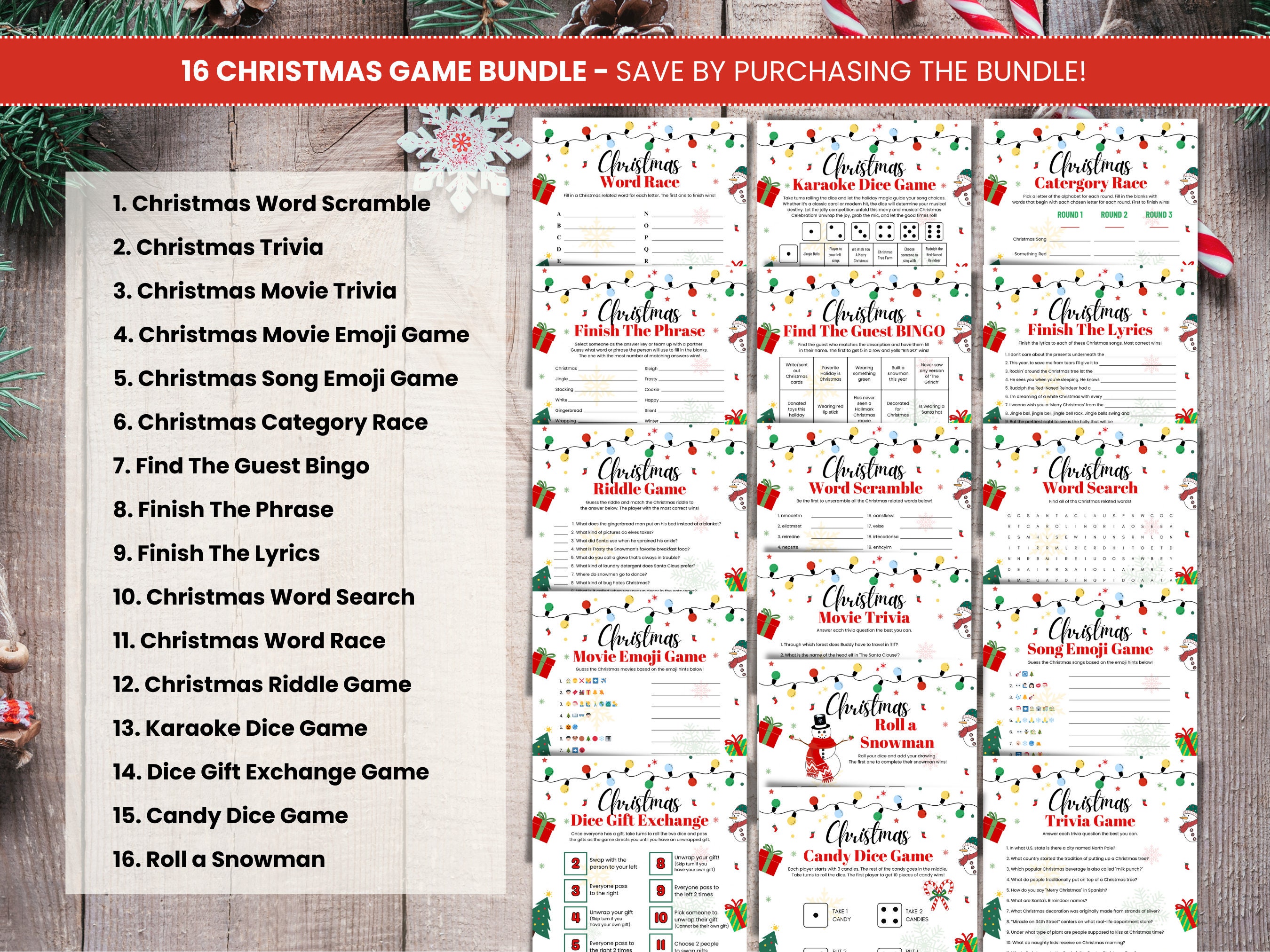 Printable Christmas Game Bundle Christmas Party Games Christmas Games ...