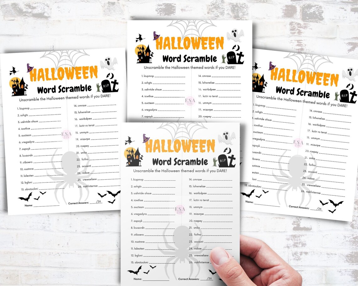 Halloween Word Scramble Game, Printable Halloween Word Game, Printable ...