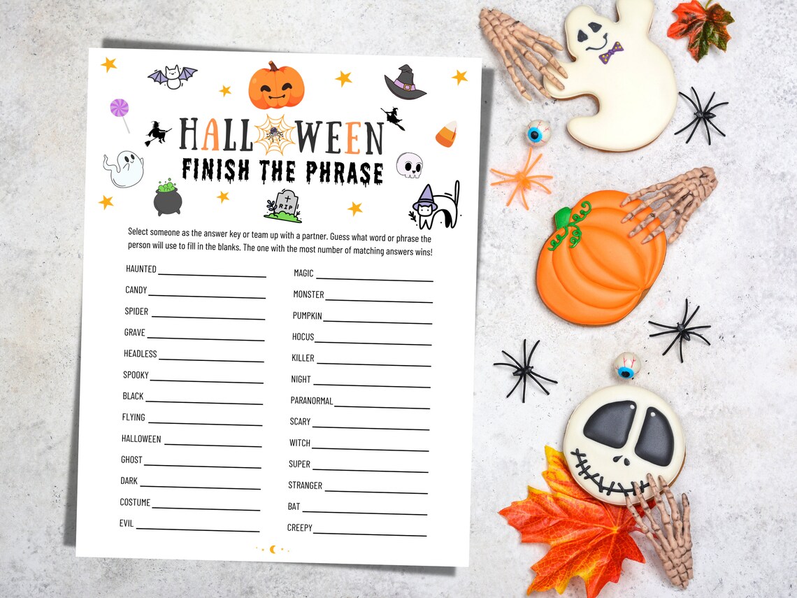 Halloween Finish the Phrase Halloween Games for Kids and - Etsy