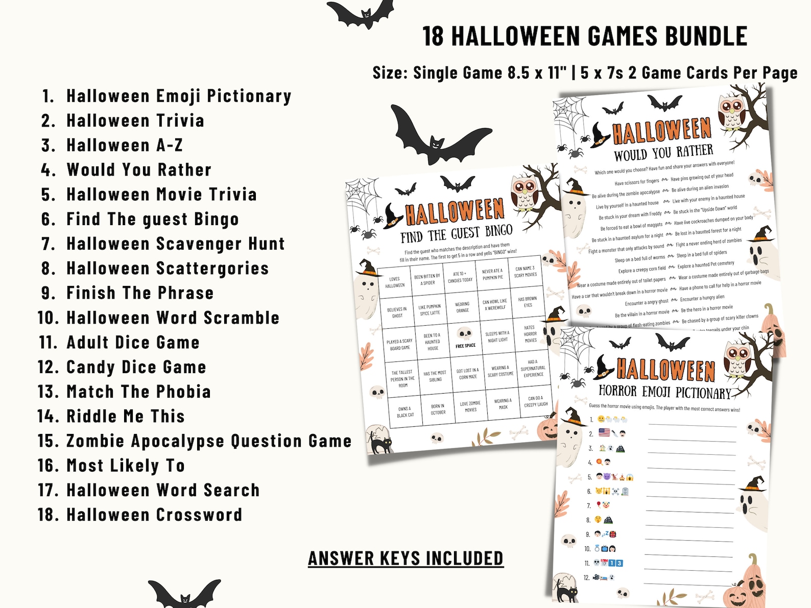 Halloween Party Games Bundle Pack, 18 Halloween Games, Halloween Games ...