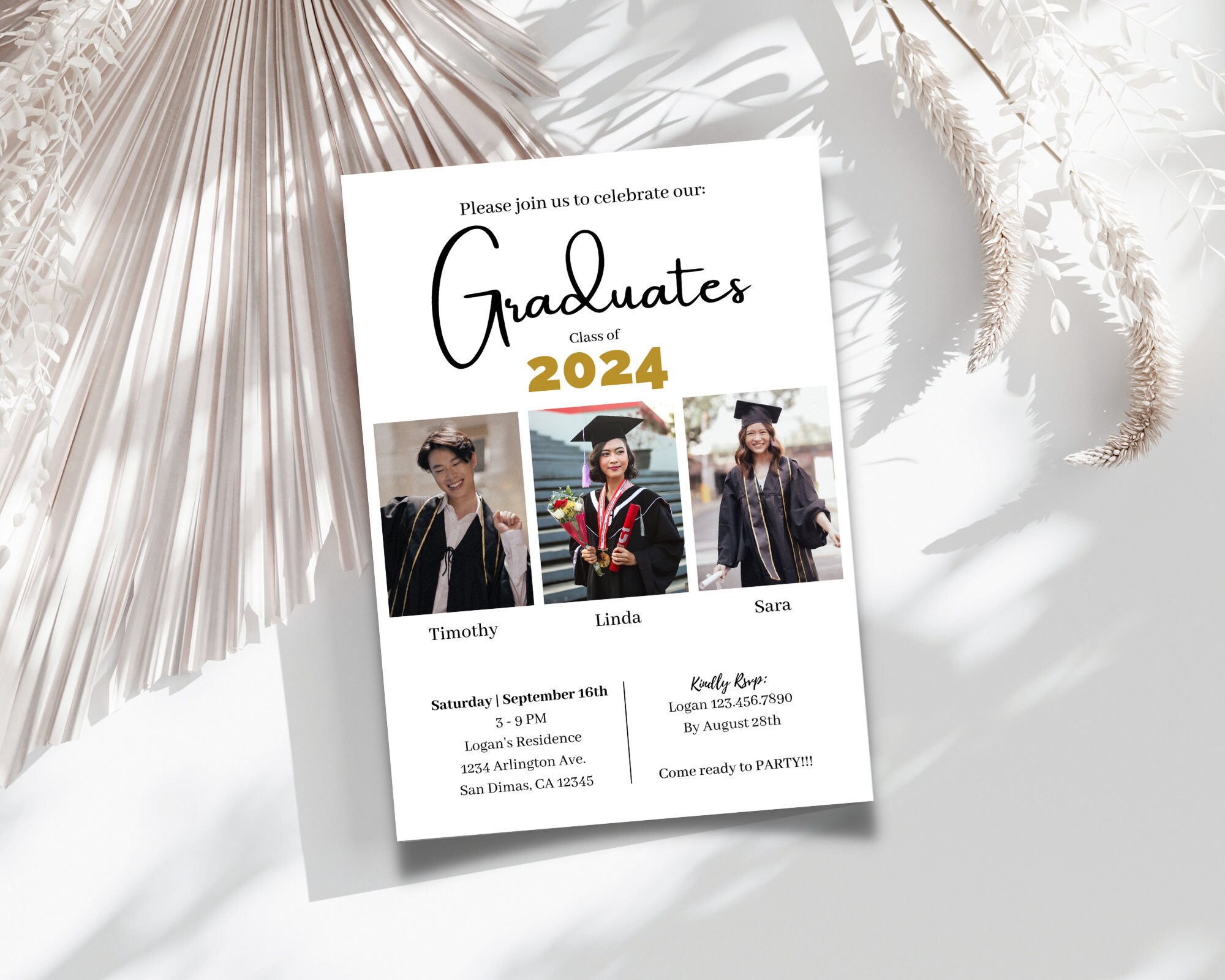 Graduation Invitation 2024 Template, Modern Graduation Announcement ...