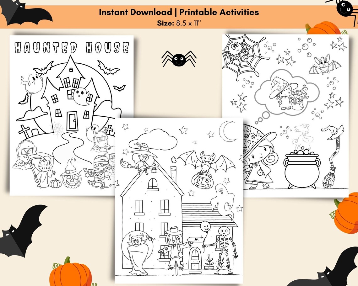 Halloween Coloring & Activity Book for Kids (printable PDF) - Etsy