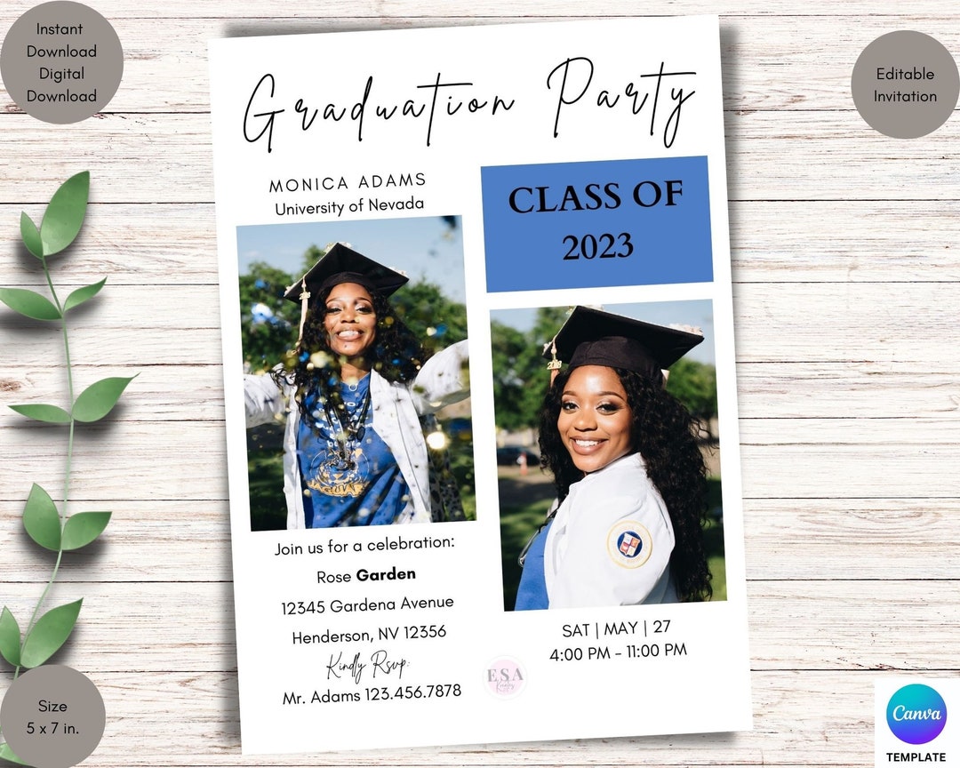 Graduation Party Invitation Template, Graduate Invitation With Multiple ...