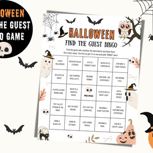 Halloween Find the Guest Bingo Game, Halloween Party Games, Printable ...
