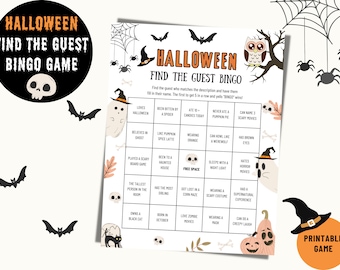 Halloween Find the Guest Bingo Game, Virtual or Printable Halloween ...