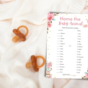 Name the Baby Animal Game: Floral Tea Party Baby Shower (PDF) - Etsy