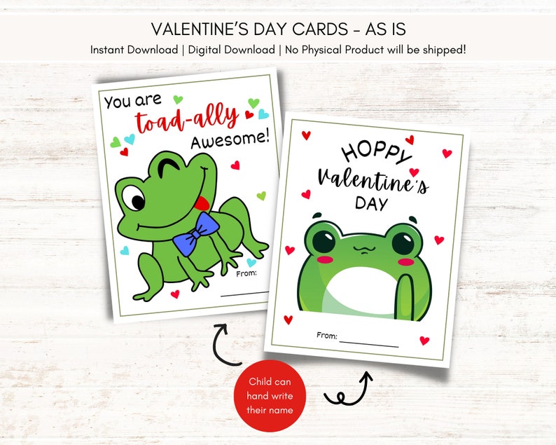 Frog Valentine Card, Valentines Day Card for Kids, Frog Valentine Tag ...