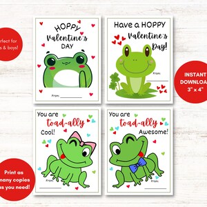 Frog Valentine Card, Valentines Day Card for Kids, Frog Valentine Tag ...