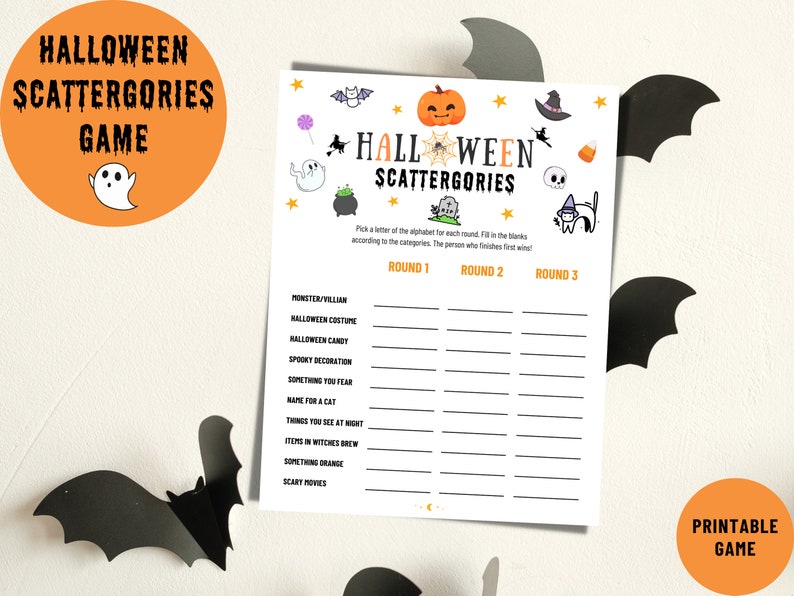 Halloween Scattergories Game, Scatterfories for Kids and Adults ...