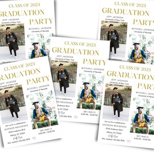 Graduation Party Invitation Template, Two Graduates Invitation With ...