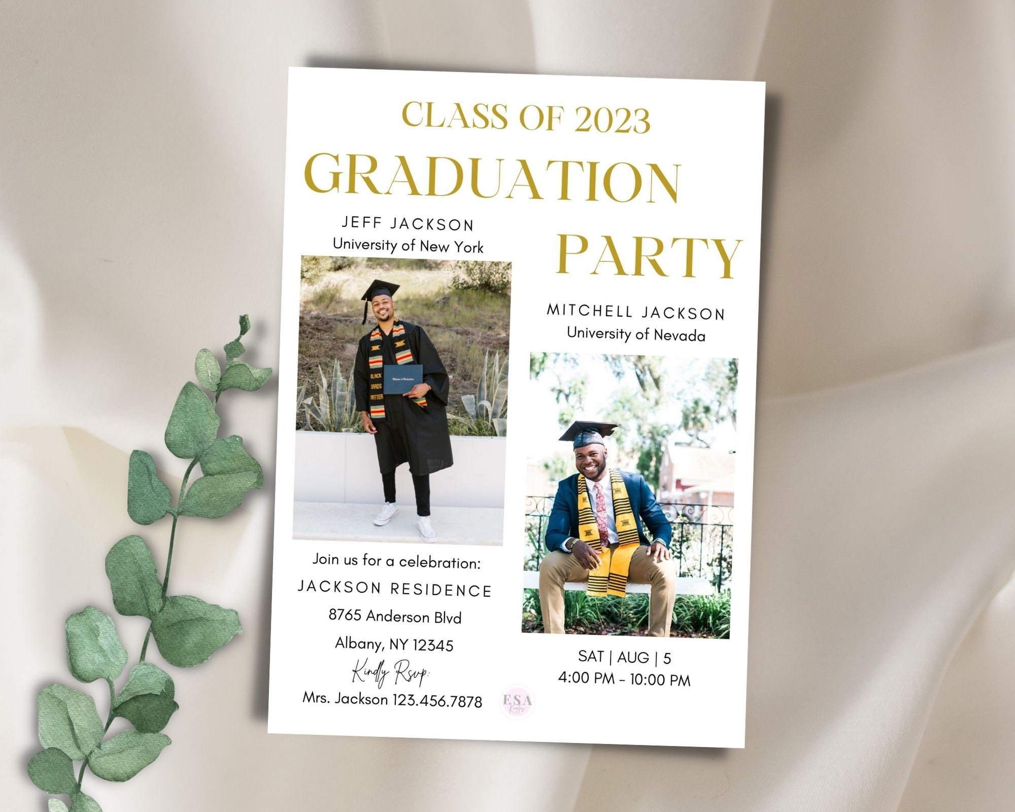 Graduation Party Invitation Template Two Graduates Invitation - Etsy