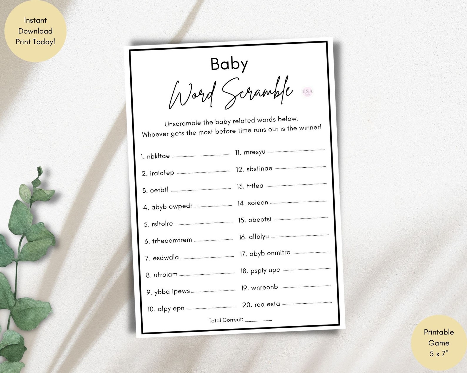 Baby Word Scramble Game, Baby Word Game Printable, Baby Shower Word ...