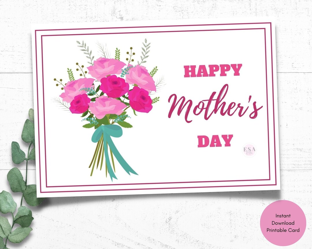 Pink Flower Bouquet Mother's Day Card (printable PDF) - Etsy
