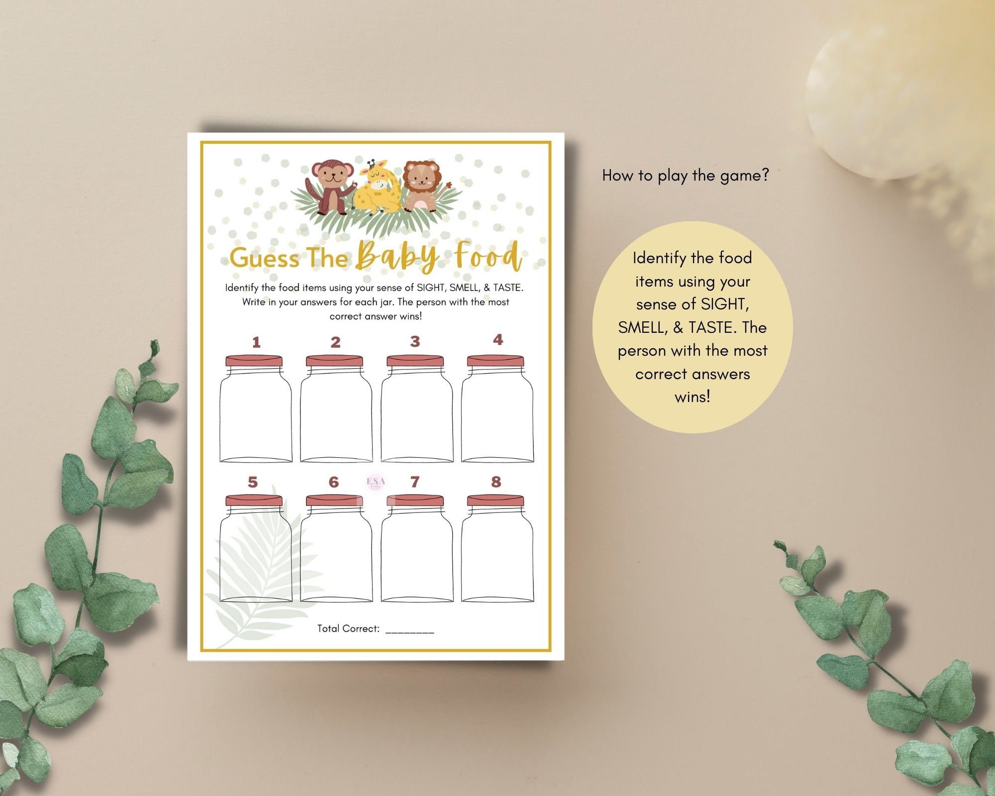 Guess the Baby Food Jar Game, Safari Baby Shower Printable, Safari ...