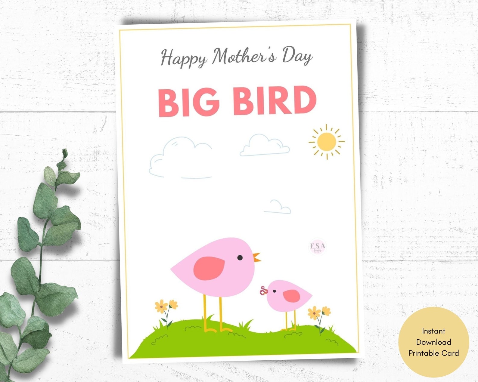 Funny Big Bird Mother's Day Card (printable Card) - Etsy