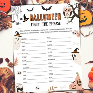 Halloween Finish the Phrase Game: Printable Party Activity (PDF) - Etsy