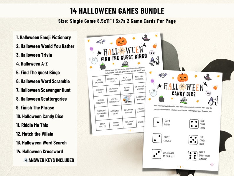 14 Halloween Games Bundle, Halloween Party Games, Halloween Games for ...