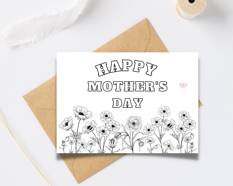Printable Mothers Day Coloring Card for Kids, Mothers Day Questionnaire ...