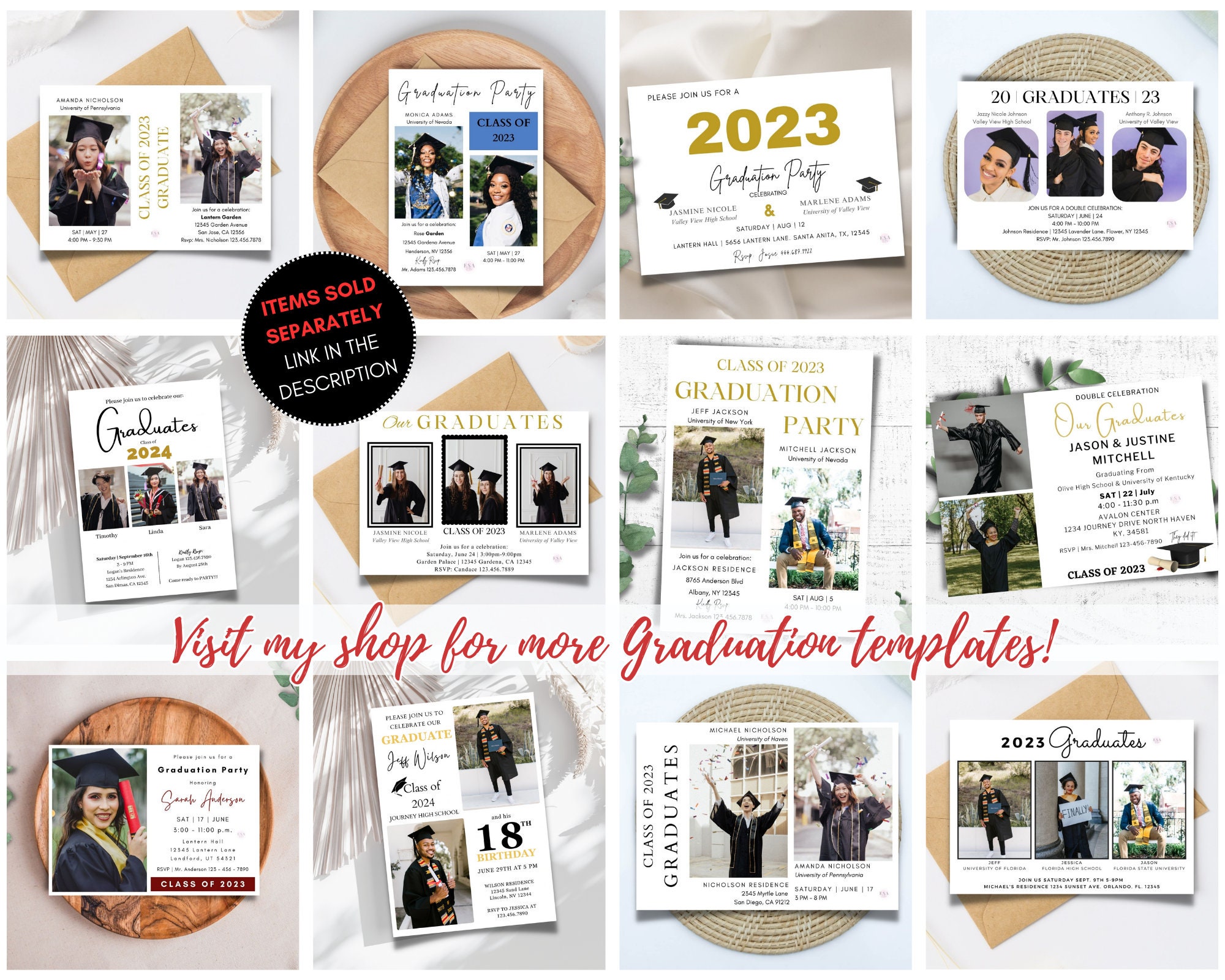 Graduation Party Invitation Template, Two Graduates Invitation With ...