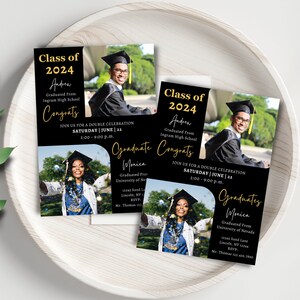 Graduation Party Invitation Template, Two Graduates Invitation With ...