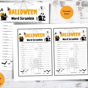 Halloween Word Scramble Game, Printable Halloween Word Game, Printable ...
