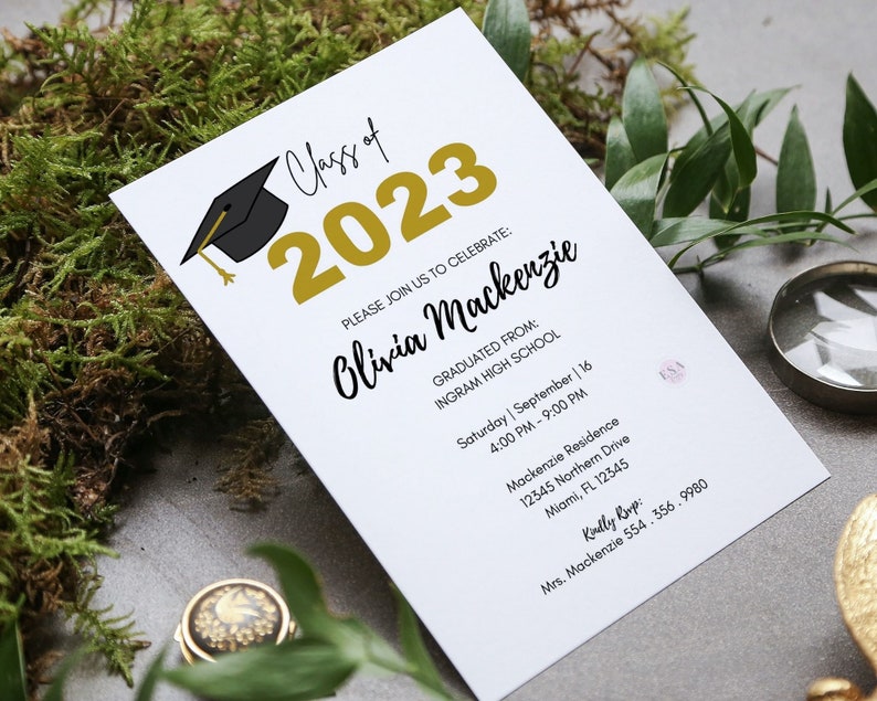 Minimalist Graduation Party Invitation Template: 5x7 Printable (digital ...