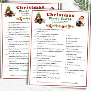 Christmas Movie Trivia Game: Printable Holiday Party Activity (PDF) - Etsy
