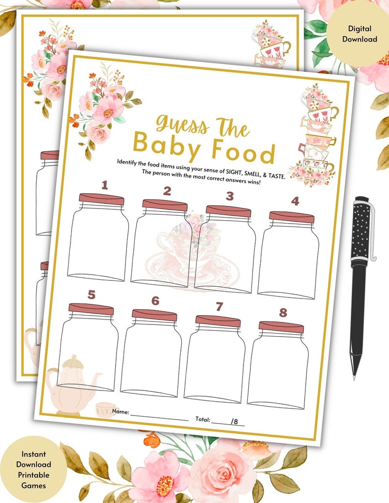 Guess the Baby Food Game Baby Shower Tea Party Floral Baby - Etsy