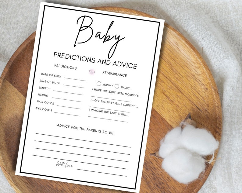 Minimalist Baby Predictions Card Advice for Parents-to-be - Etsy