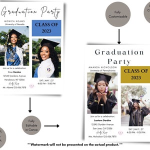 Graduation Party Invitation Template, Graduate Invitation With Multiple ...