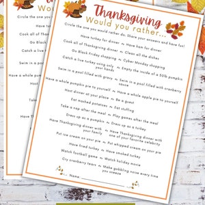 Would You Rather Thanksgiving Game Would You Rather - Etsy