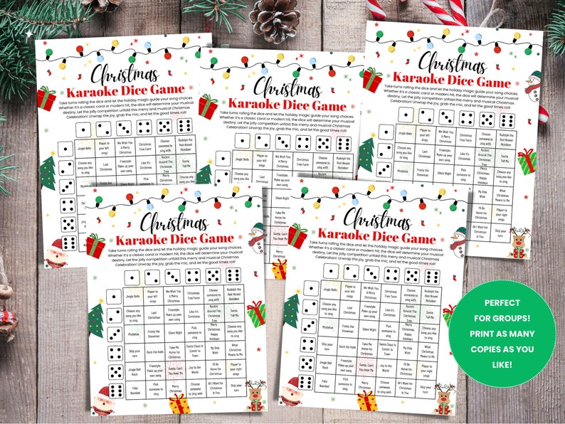 Christmas Karaoke Dice Game: Family Holiday Song Game (digital Download ...