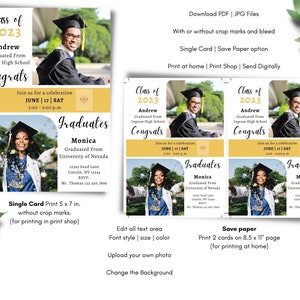 Graduation Party Invitation Template, Two Graduates Invitation With ...