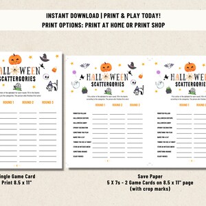 Halloween Scattergories Game, Scatterfories for Kids and Adults ...