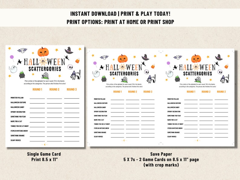 Halloween Scattergories Game, Scatterfories for Kids and Adults ...