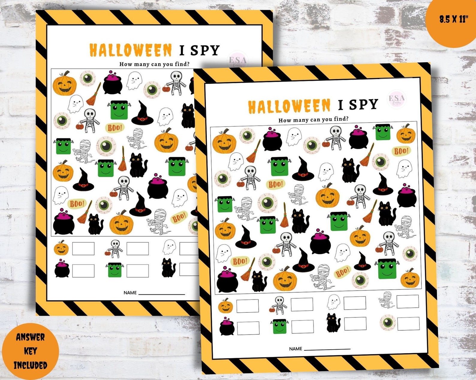 Halloween I Spy Game: Kids Activity, Printable Game Sheets (digital ...