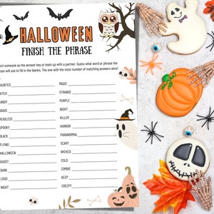 Halloween Finish the Phrase Game: Printable Party Activity (PDF) - Etsy