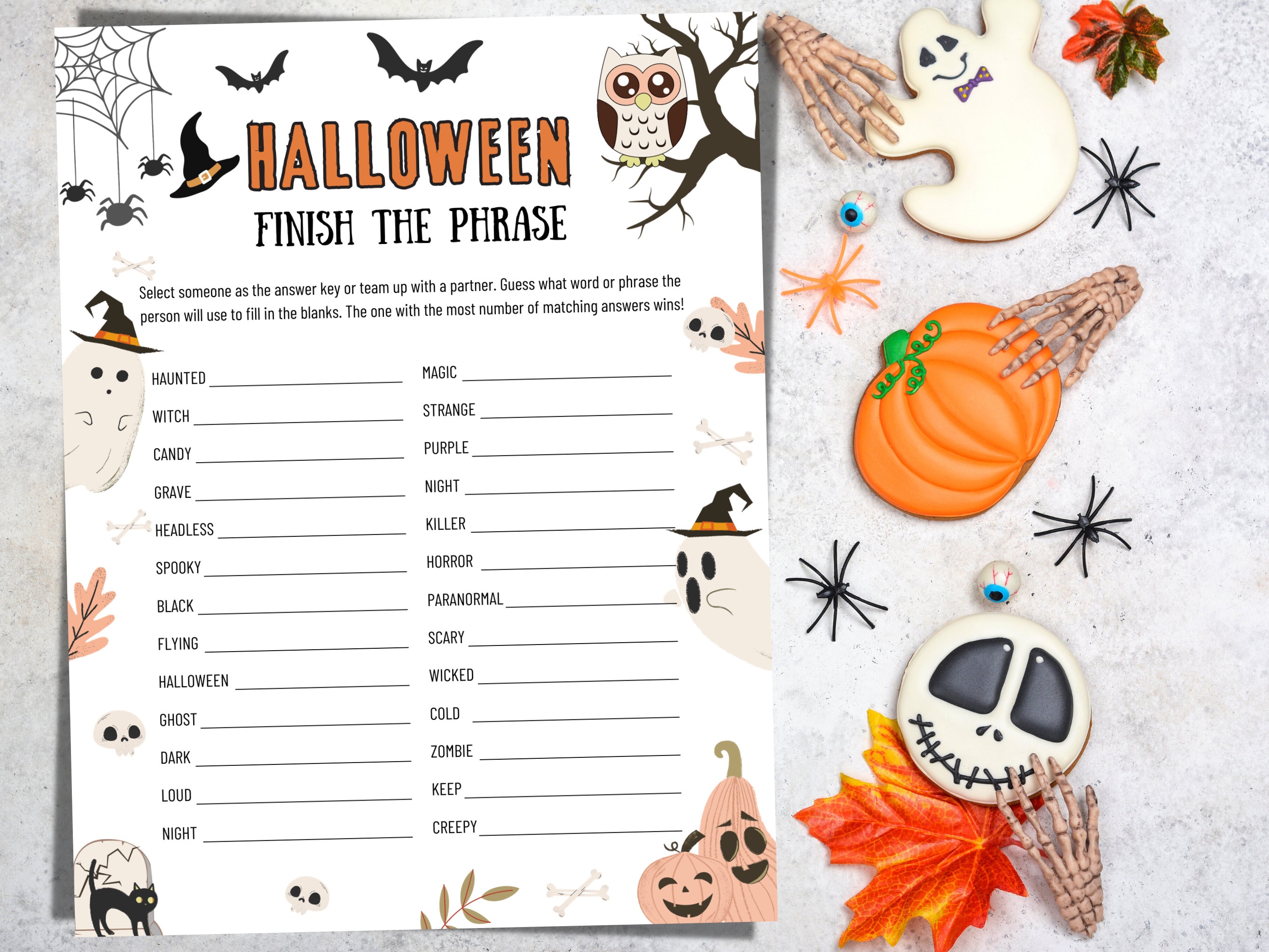 Halloween Finish the Phrase Game: Printable Party Activity (PDF) - Etsy