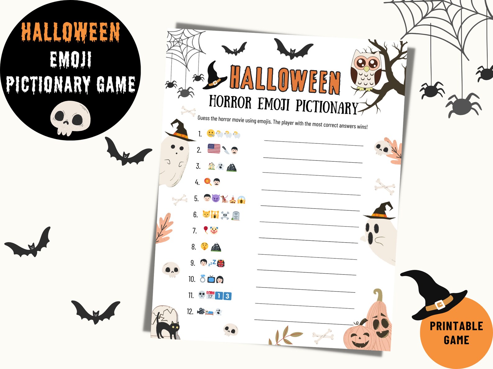 Halloween Emoji Game, Emoji Pictionary Game, Halloween Party Game ...