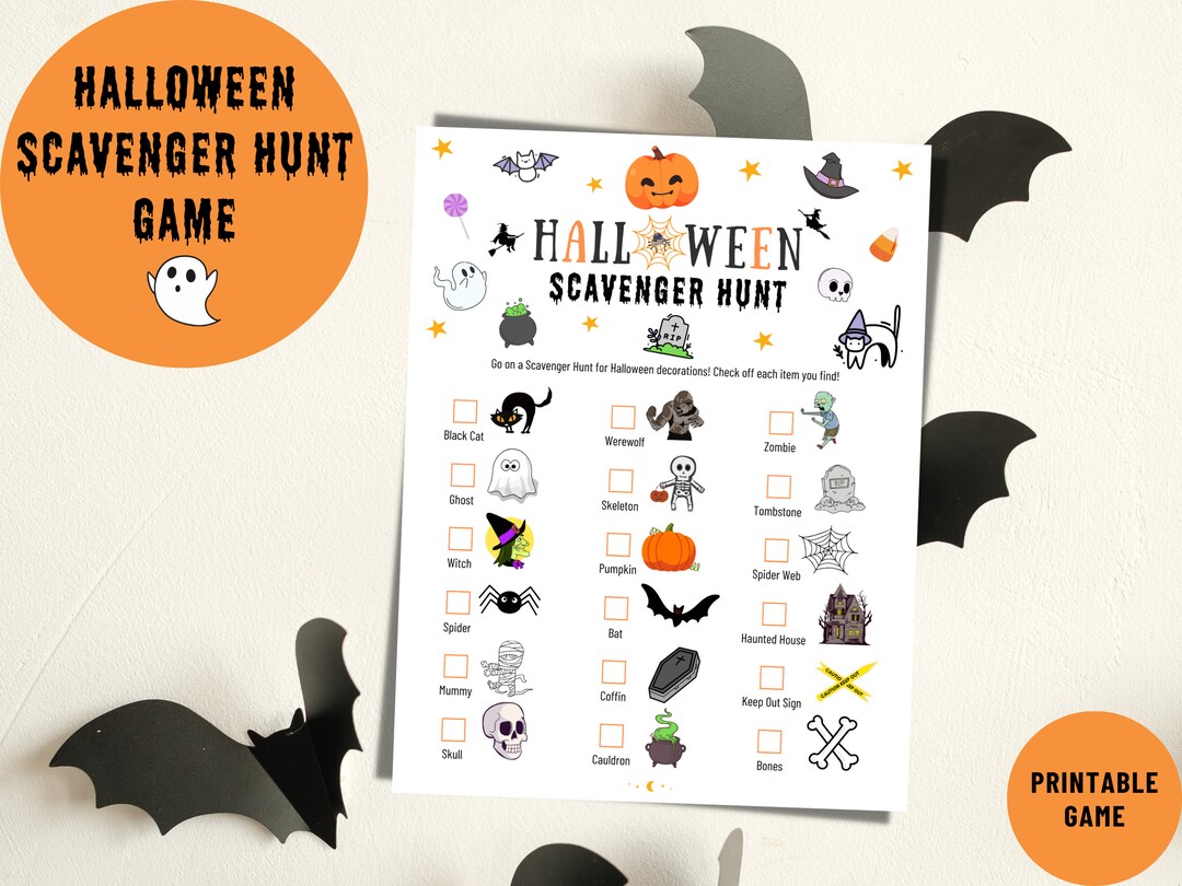 Halloween Scavenger Hunt Game: Printable Activity (PDF) - Etsy