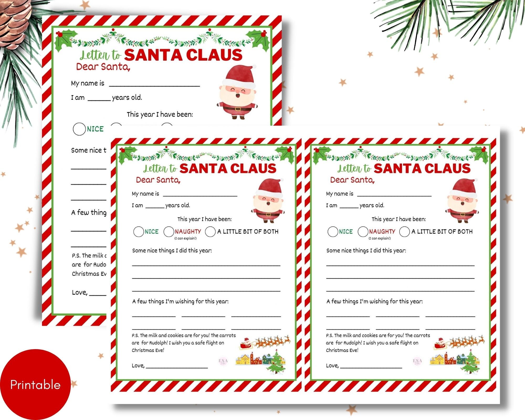 Letter to Santa Printable: Kids Christmas Wish List (PDF) - Etsy