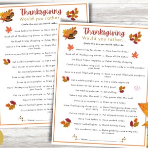 Would You Rather Thanksgiving Game, Would You Rather Thanksgiving ...