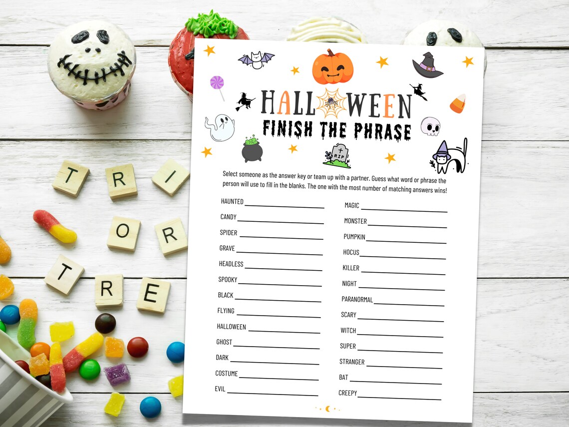 Halloween Finish the Phrase Halloween Games for Kids and - Etsy
